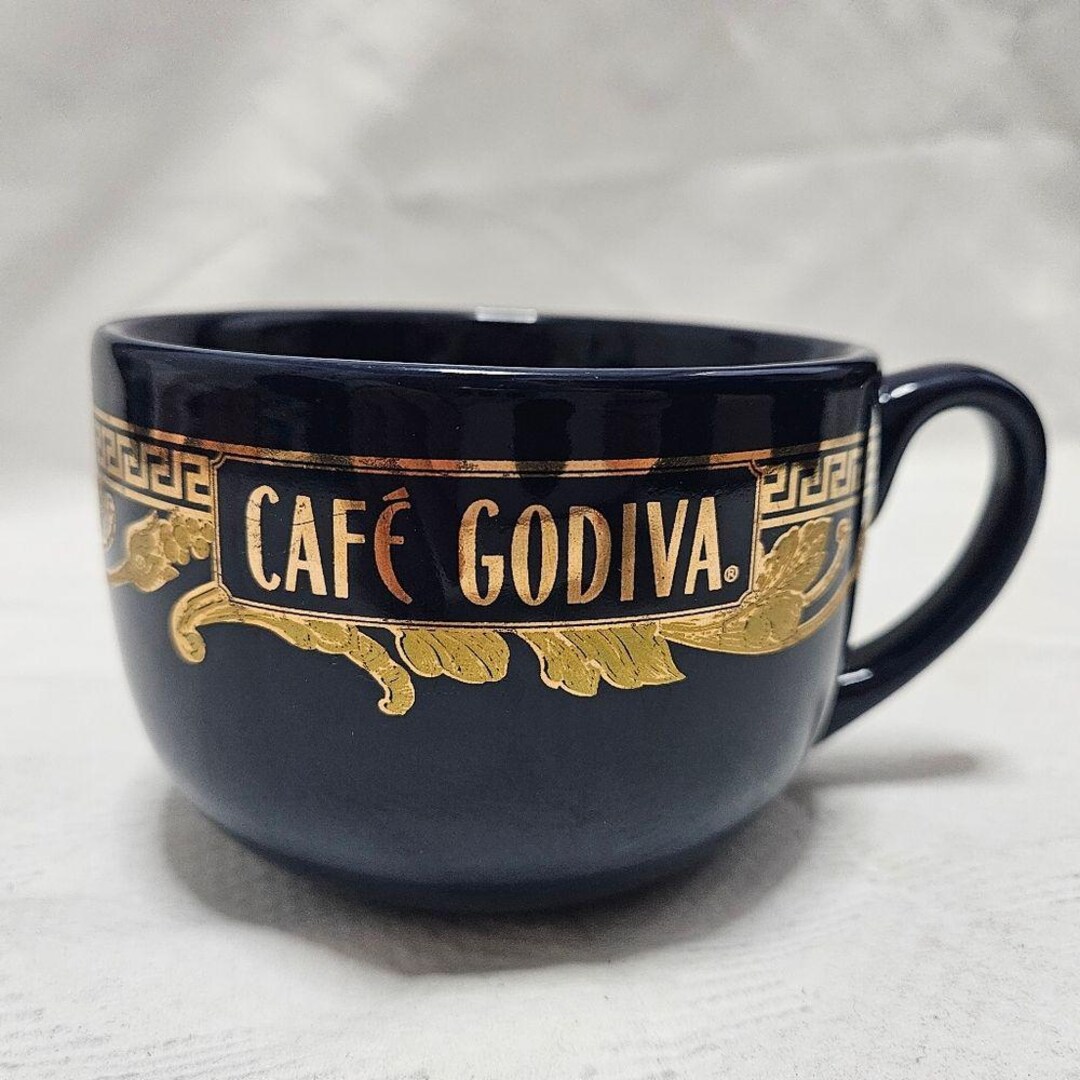 Vintage Cafe GODIVA Latte Mug Blue & Gold Coffee Mug 2005 Collectible ...