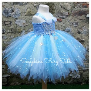 Snowflake Glitter Dress up Tutu Costume.girls Lined Pale Blue & White ...