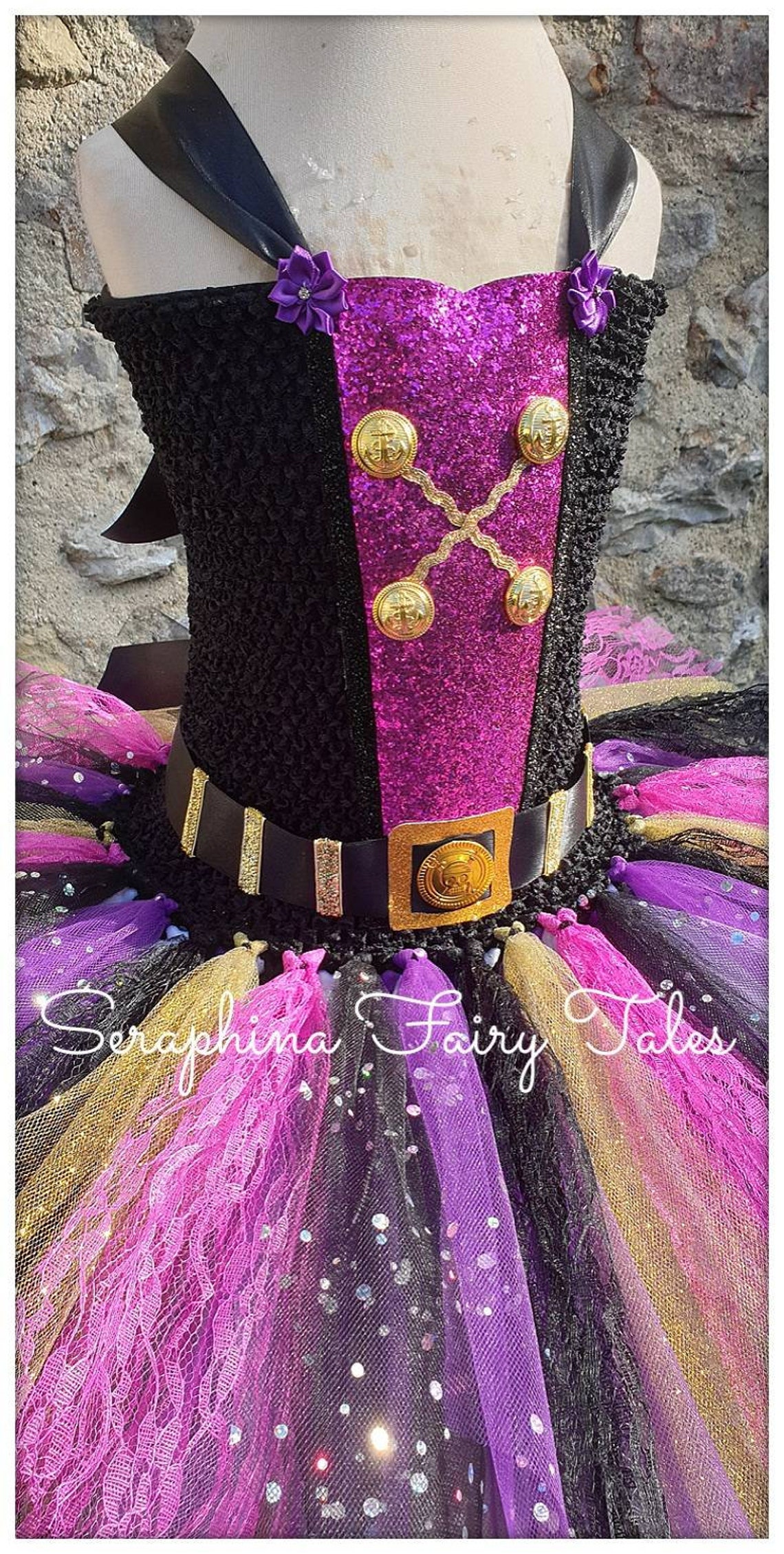 Purple Pirate Tutudress up Costume. Girls Lined Black Purple - Etsy