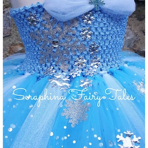 Snowflake Glitter Dress up Tutu Costume.girls Lined Pale Blue & White ...