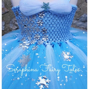 Snowflake Glitter Dress up Tutu Costume.girls Lined Pale Blue & White ...