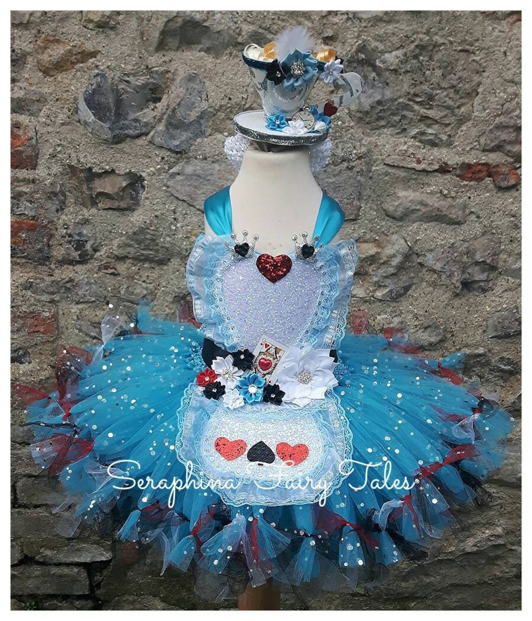 Girls Alice Dress up Deluxe Costume.lined Blue Petti-tied With Glitter ...