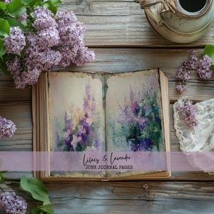 Junk Journal Kit, Lilac Scrapbook Pages, Vintage Purple Floral Ephemera ...