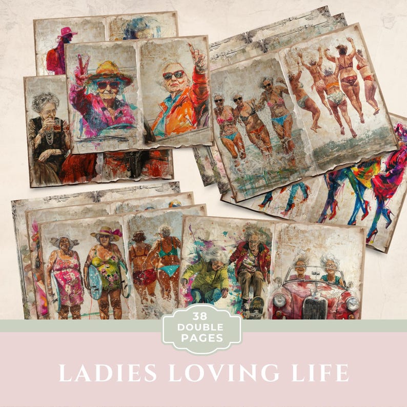 Lovely Ladies Junk Journal, Funny Old Woman Scrapbook Kit, Gray Goddess ...