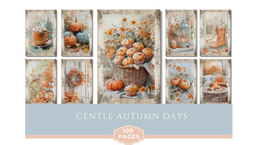 Gentle Autumn Junk Journal Kit Digital Download Cosy Autumn Scrapbook ...