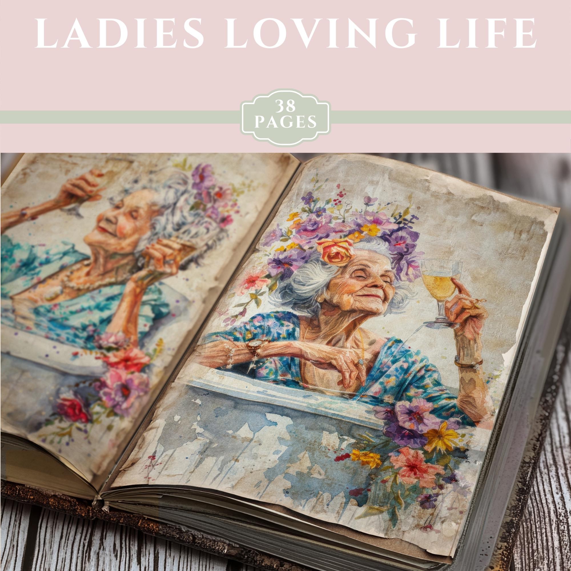 Lovely Ladies Junk Journal, Funny Old Woman Scrapbook Kit, Gray Goddess ...