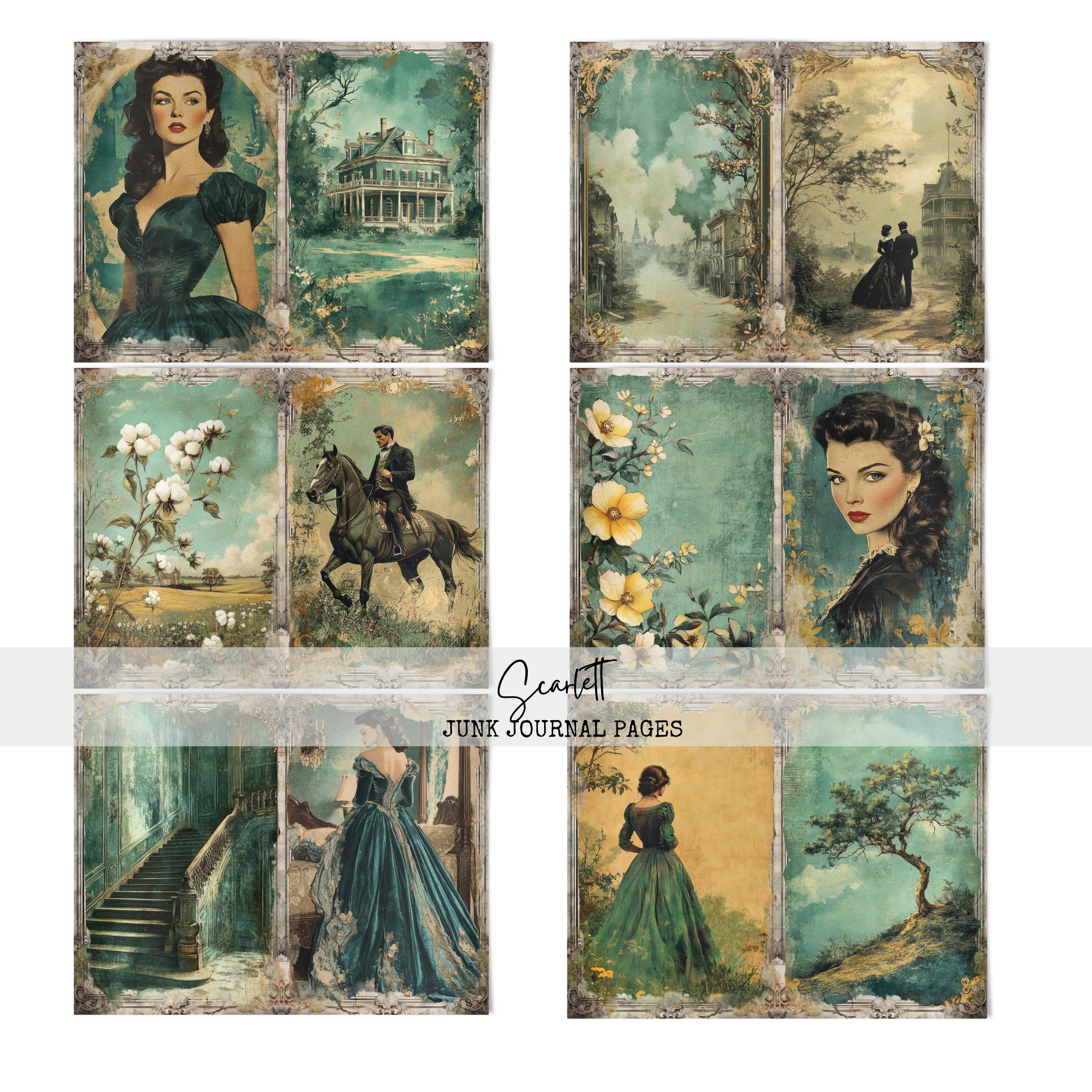 Junk Journal Kit, Gone With the Wind Inspired Scrapbook Pages, Scarlett ...
