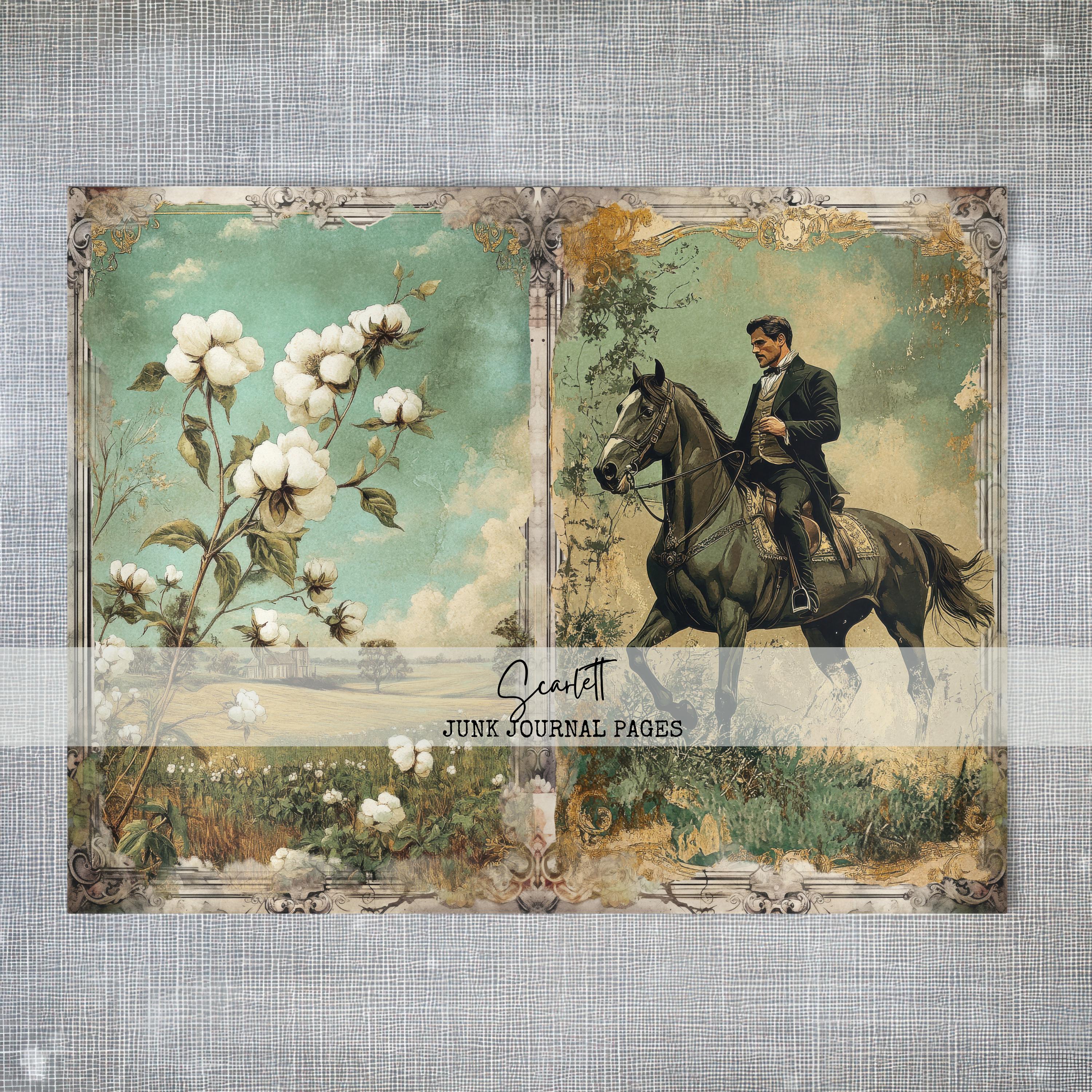 Junk Journal Kit, Gone With the Wind Inspired Scrapbook Pages, Scarlett ...