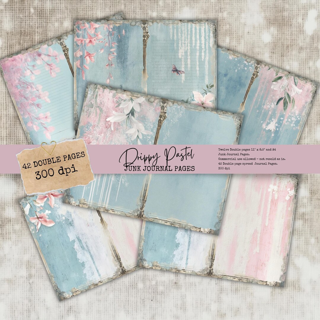 Junk Journal Pages, Lined and Blank Pastel Writing Papers Cute ...