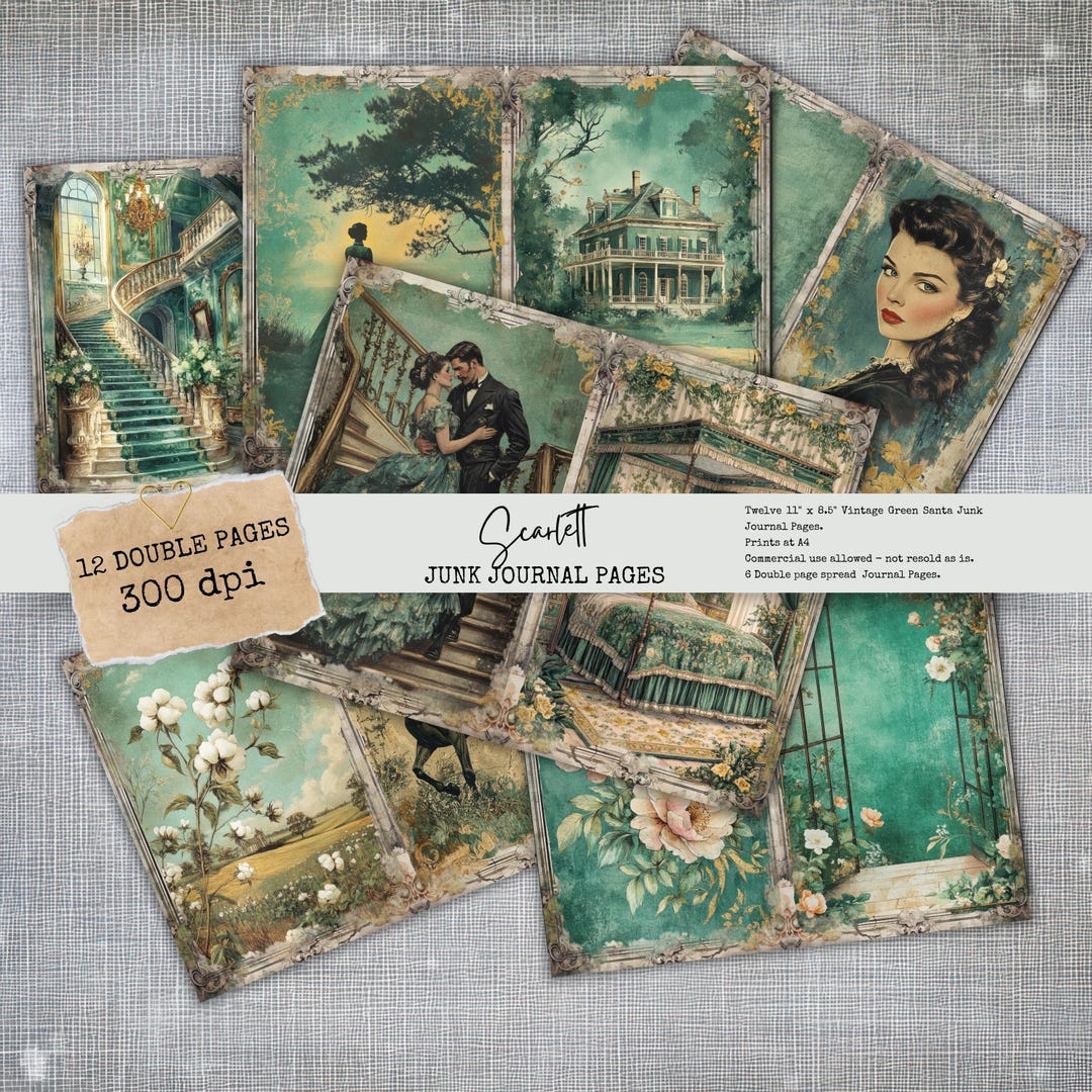 Junk Journal Kit, Gone With the Wind Inspired Scrapbook Pages, Scarlett ...