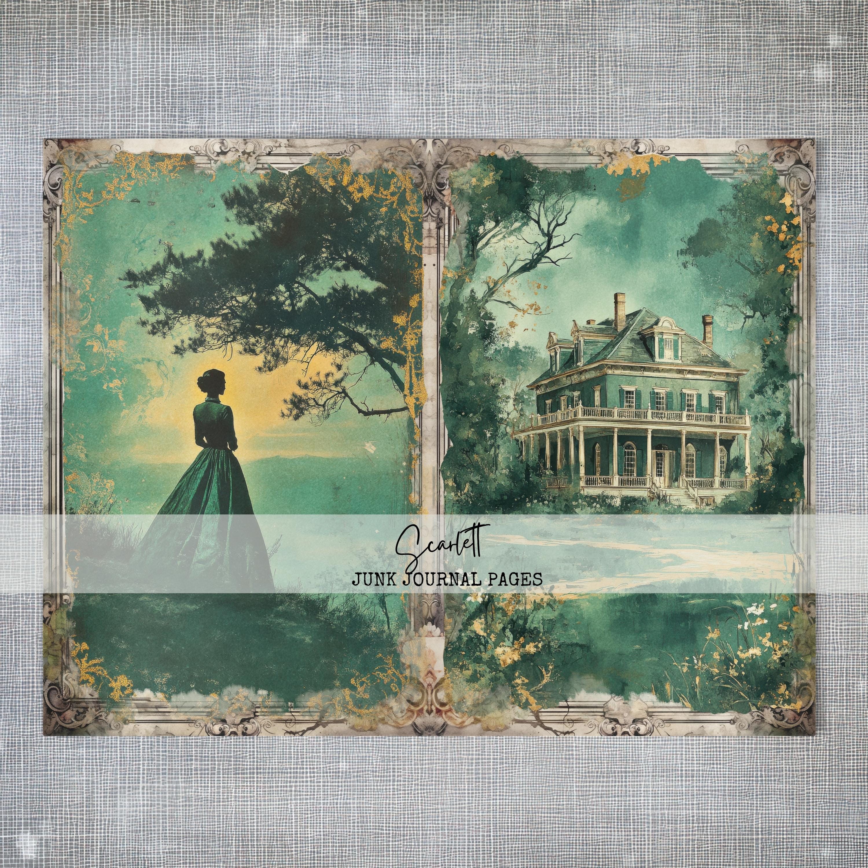 Junk Journal Kit, Gone With the Wind Inspired Scrapbook Pages, Scarlett ...