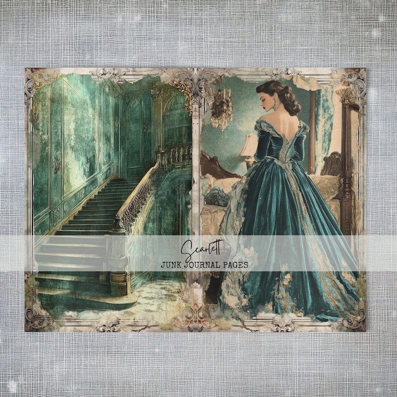 Junk Journal Kit, Gone With the Wind Inspired Scrapbook Pages, Scarlett ...