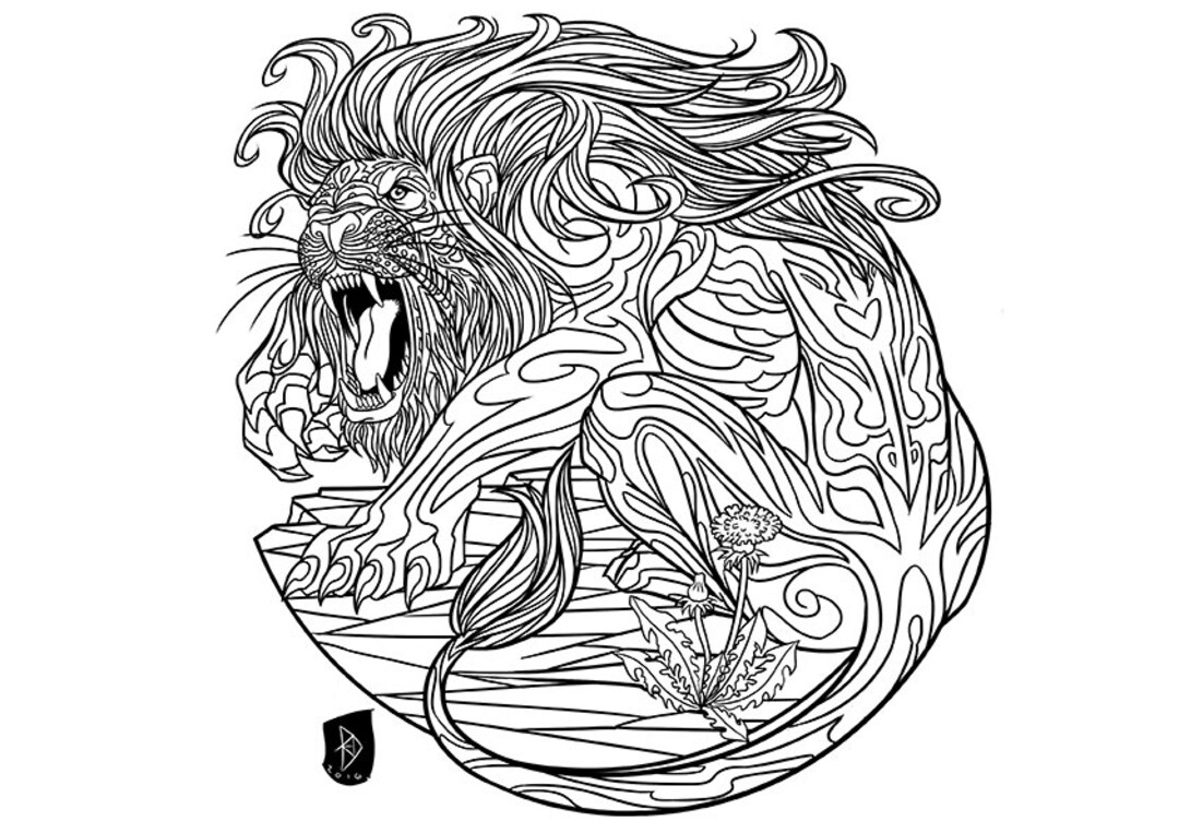 Leo Coloring Page Adult Coloring Printable Zodiac Sign Lion - Etsy