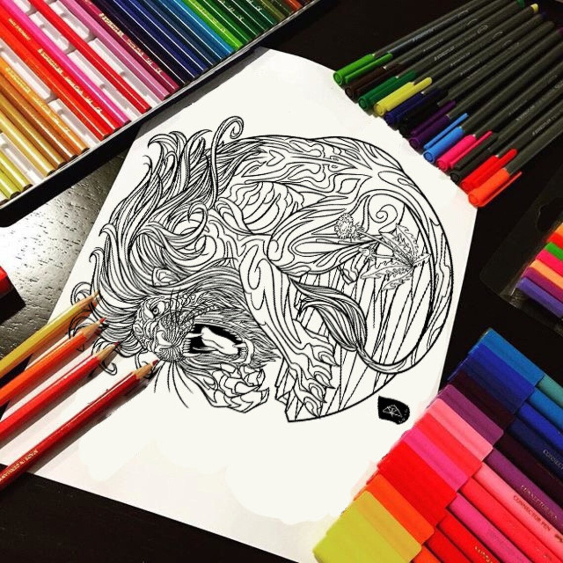 Leo Coloring Page - Adult Coloring Printable Zodiac Sign Lion - Leo ...