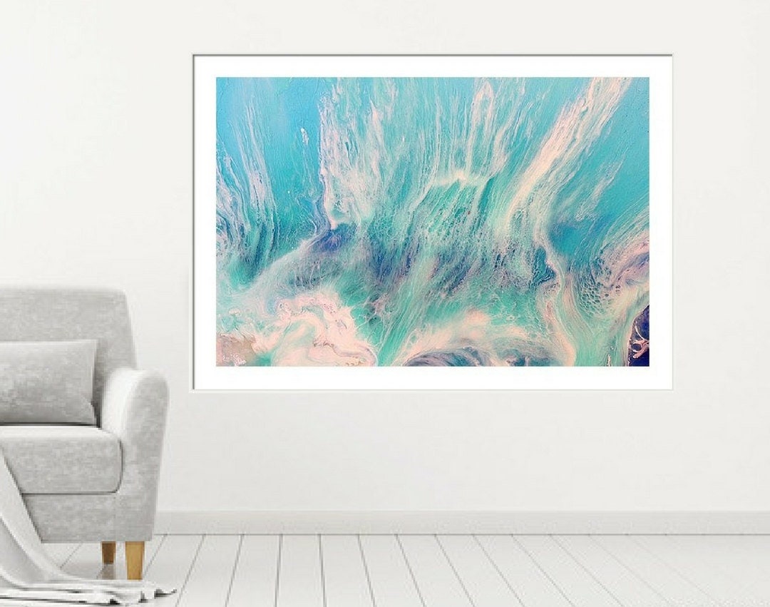 Blue Ocean Wave Large Blue Ocean Art Blue Seascape Painting Blue ...