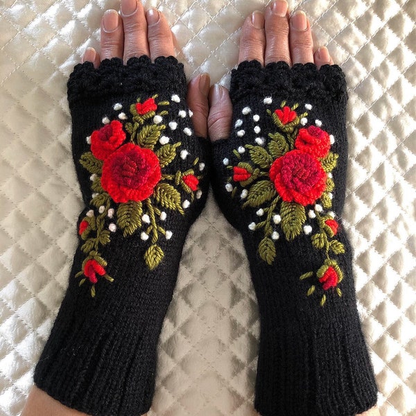 Embroidered Gloves - Etsy