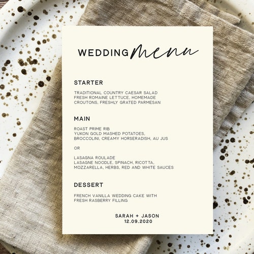 Pack of 10 Personalised Wedding Menu rustic Wedding Menu - Etsy