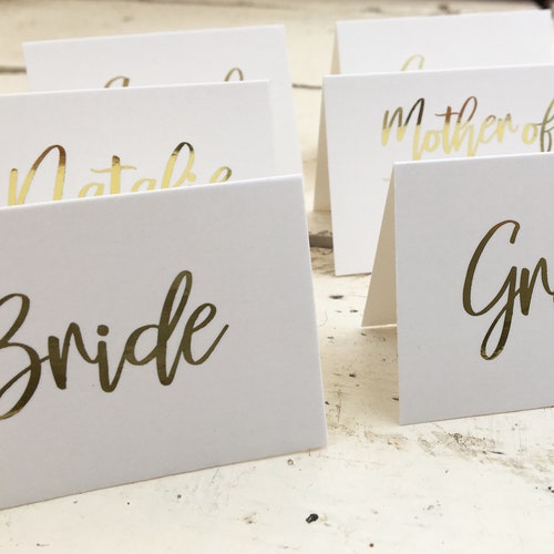 Acrylic Name Tags Wedding Place Cards Gold Foil Leaf Party - Etsy
