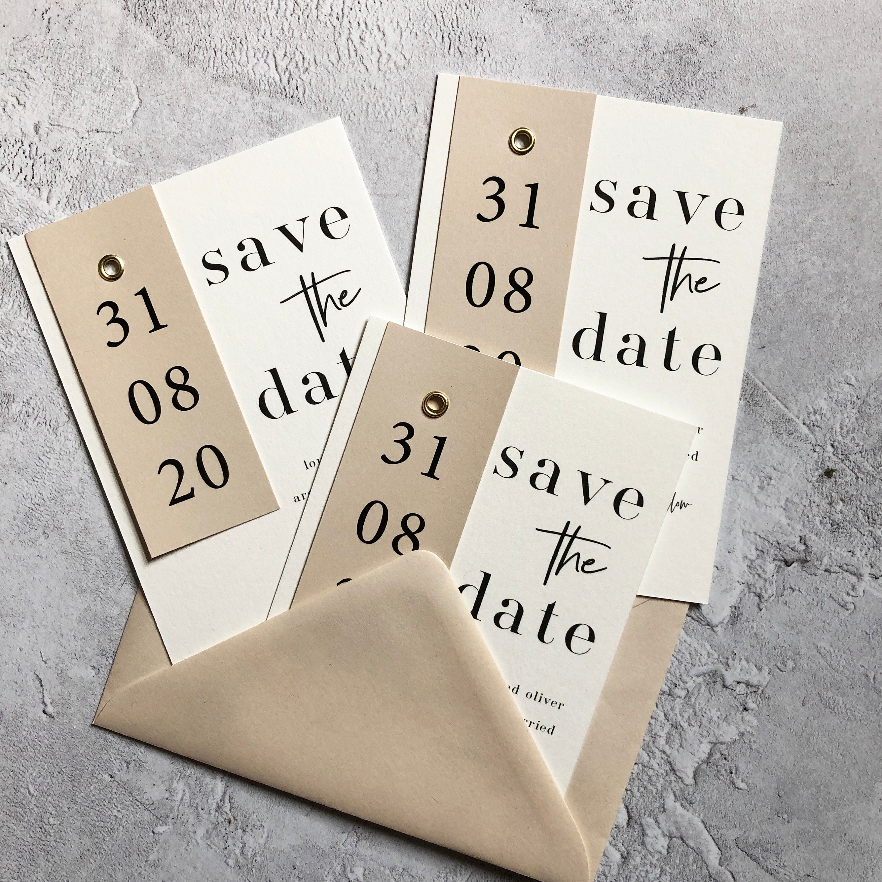 Modern neutral wedding save the date beige save the date | Etsy