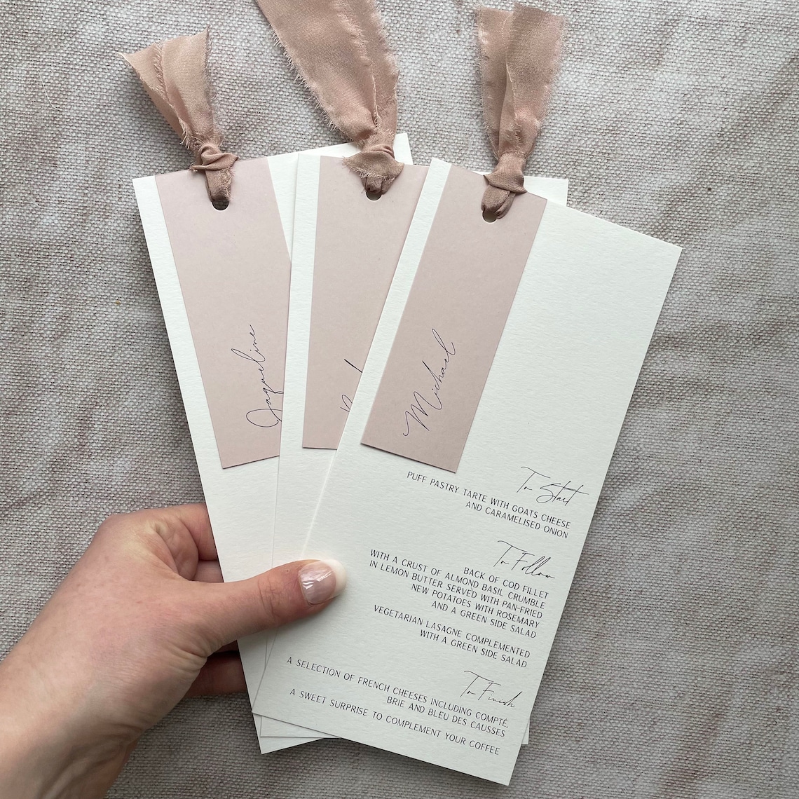 Personalised Wedding Menus With Guest Name Tag Wedding Place - Etsy