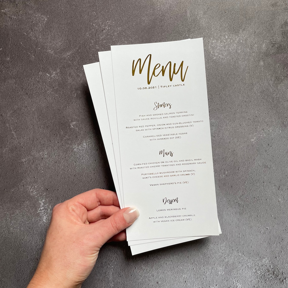 Personalised Gold Foil Menu Card Individual Wedding Guest - Etsy
