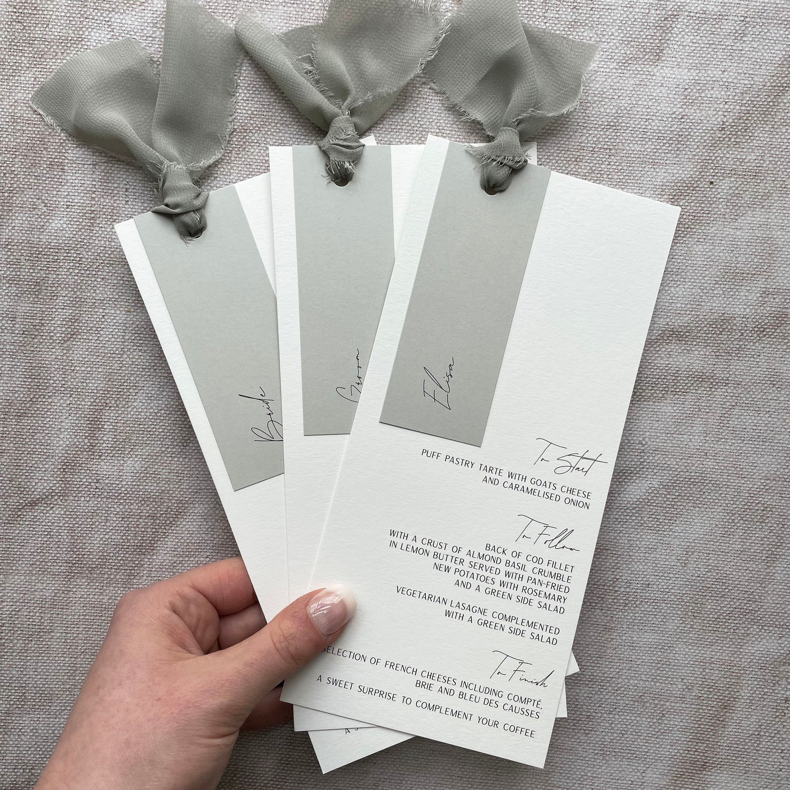 Personalised Wedding Menus With Guest Name Tag Wedding Place - Etsy