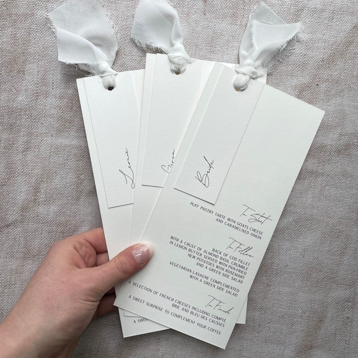 Personalised Wedding Menus With Guest Name Tag Wedding Place - Etsy