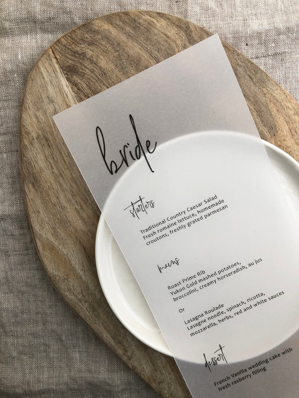 Vellum Menu With Guest Name Wedding Menu Vellum Menu Vellum | Etsy