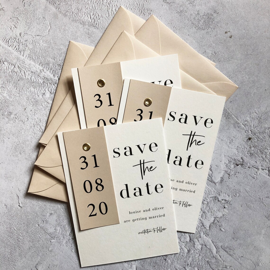 Modern neutral wedding save the date beige save the date | Etsy