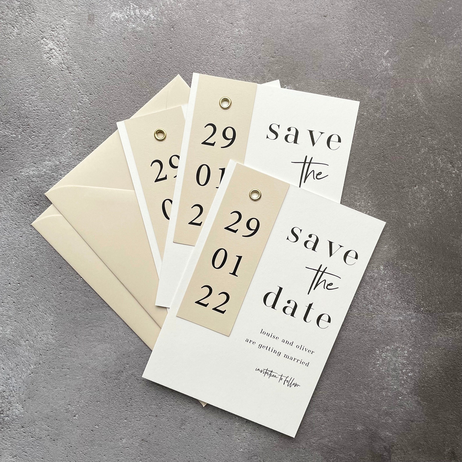 Modern Neutral Wedding Save the Date Beige Save the Date - Etsy