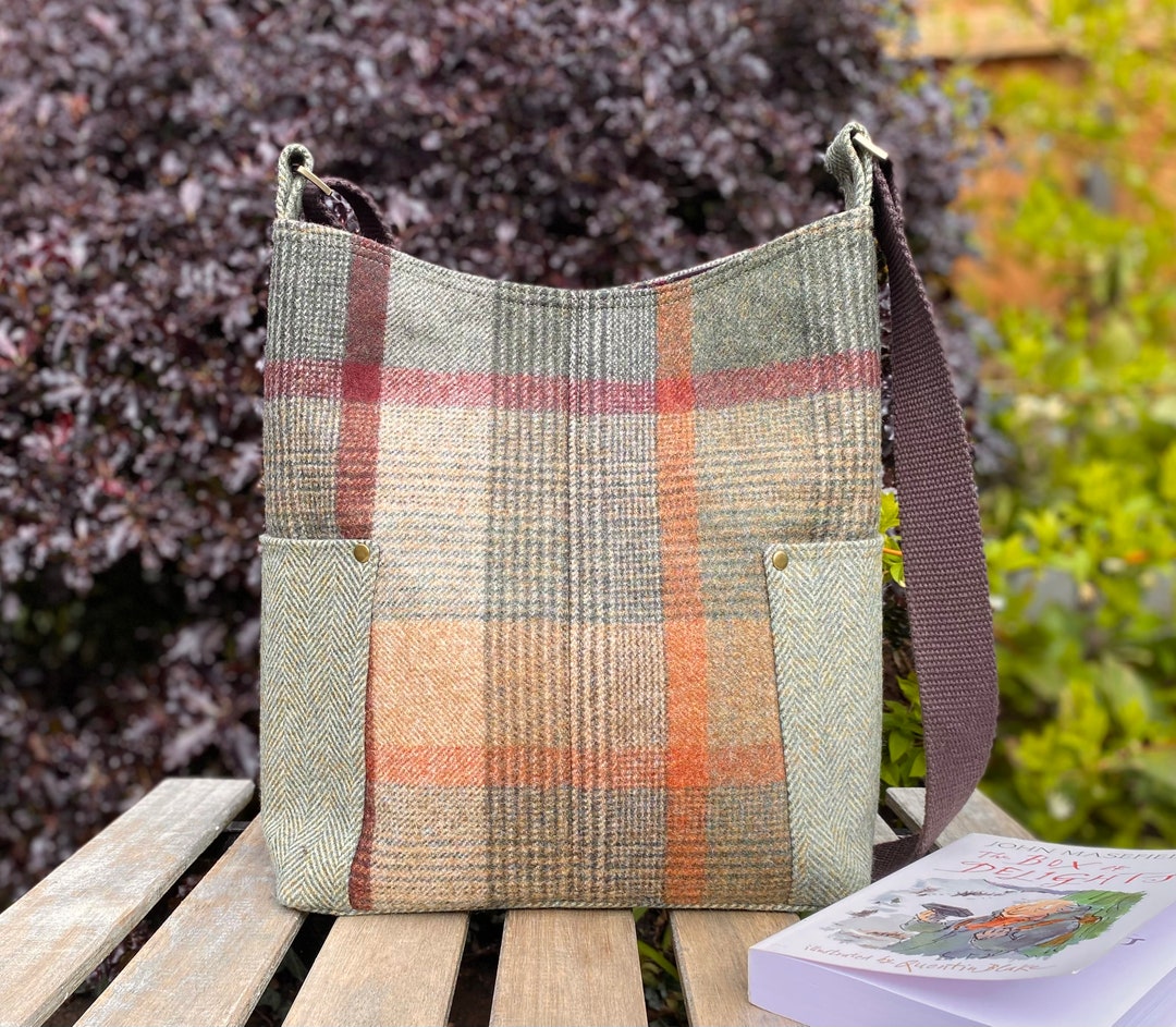 British Pure Wool Tweed Crossbody or Shoulder Bag in Green Plaid - Etsy