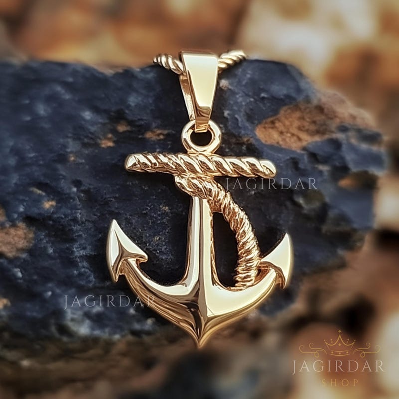 Gold Anchor Pendant - Etsy