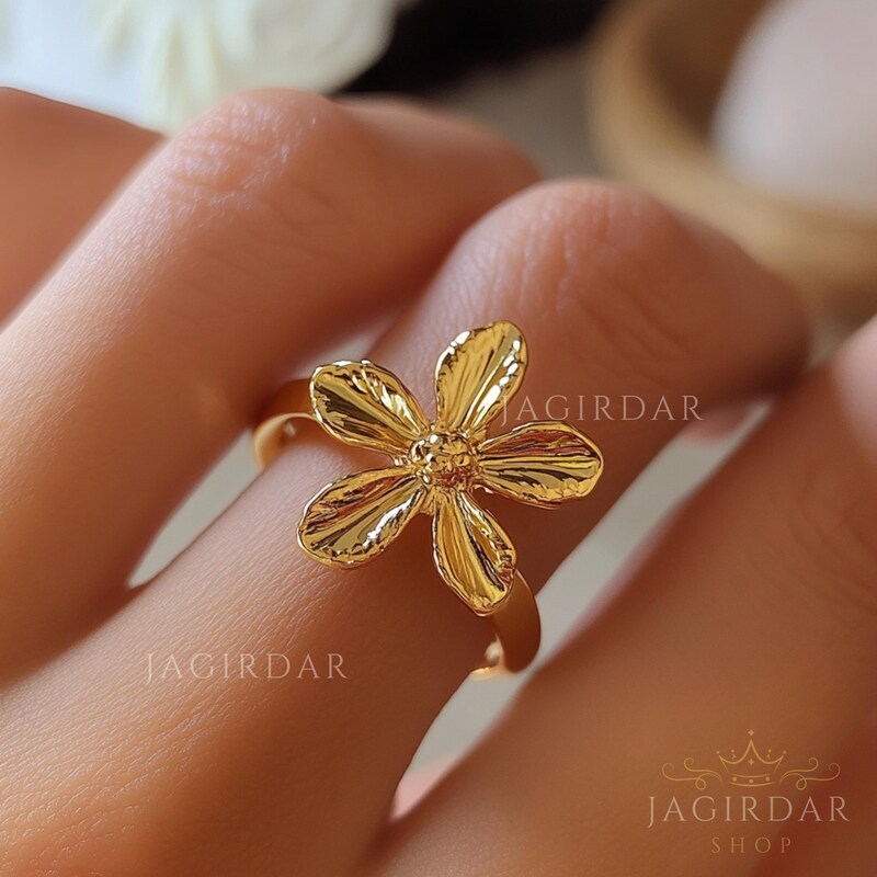Gold Flower Ring - Etsy