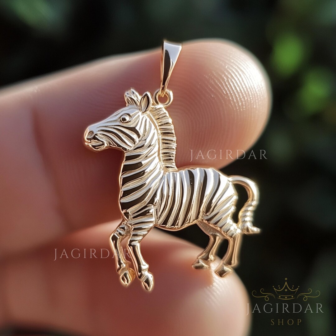 14k Gold Zebra Charm Pendant, Zebra Charm Pendant, Zebra Minimal ...