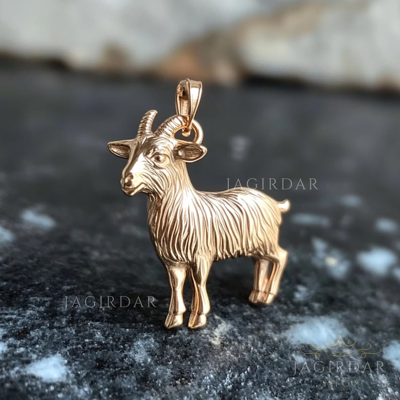 14k Gold Goat Charm Pendant, Dainty Zodiac Jewelry (20 Mm) - Etsy
