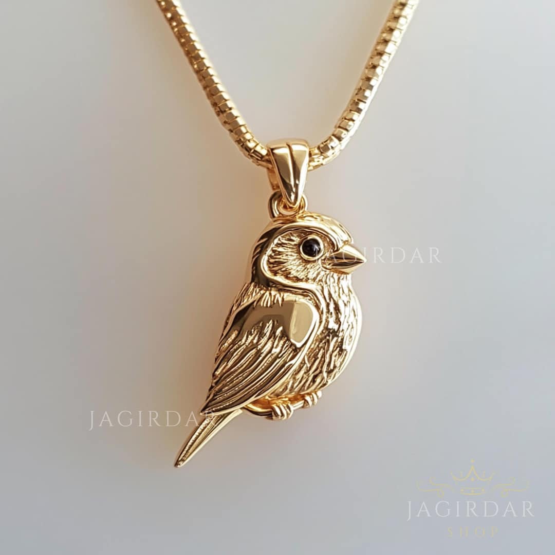 Solid 14K Gold Bird Pendant, Gold Bird Pendant, Gold Robbin Bird ...