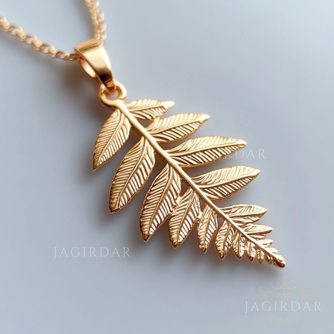 14k Gold Fern Leaf Pendant: Dainty Handmade Charm (20mm) - Etsy