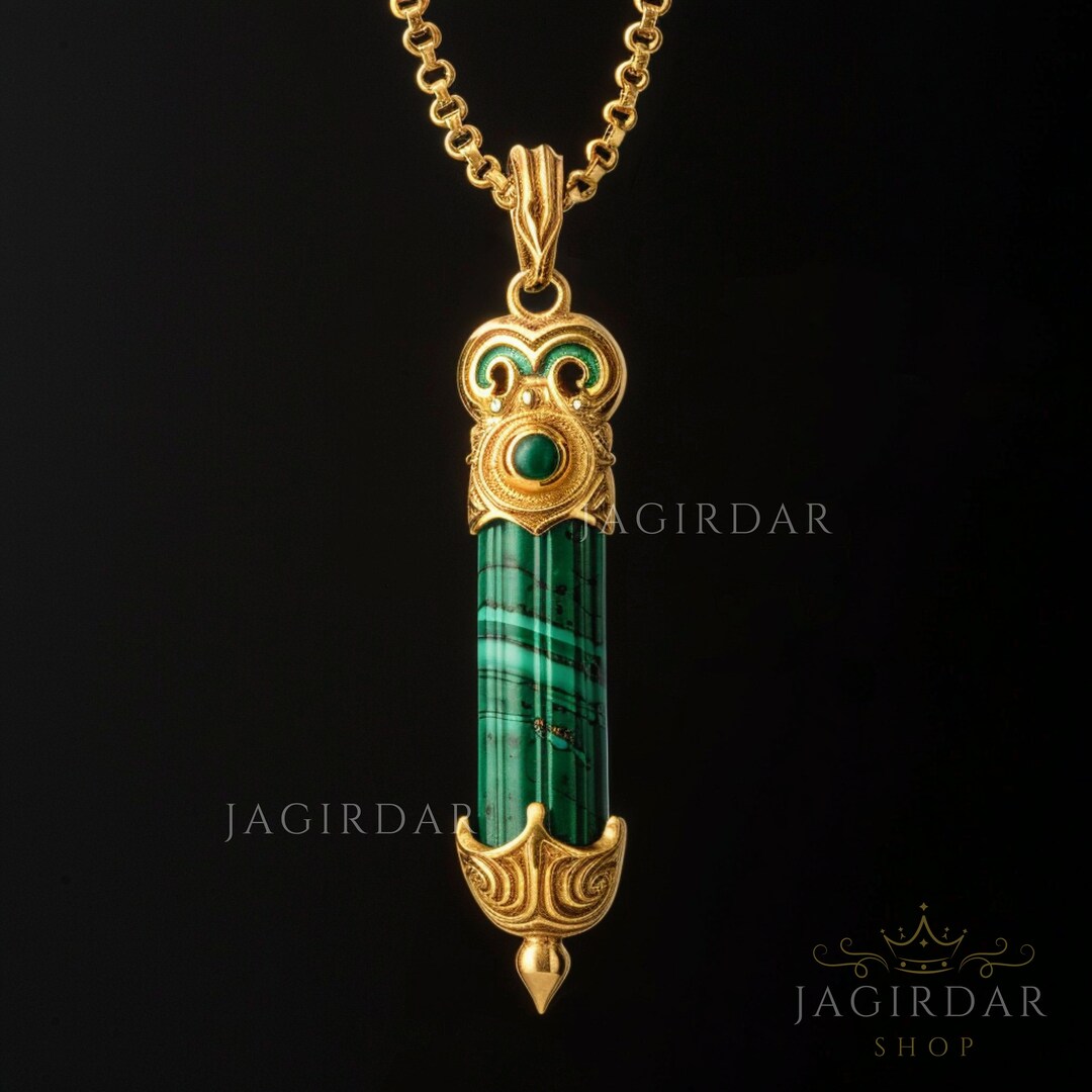 Gold Plated Malachite Pendulum Pendant: Handmade Healing Point - Etsy