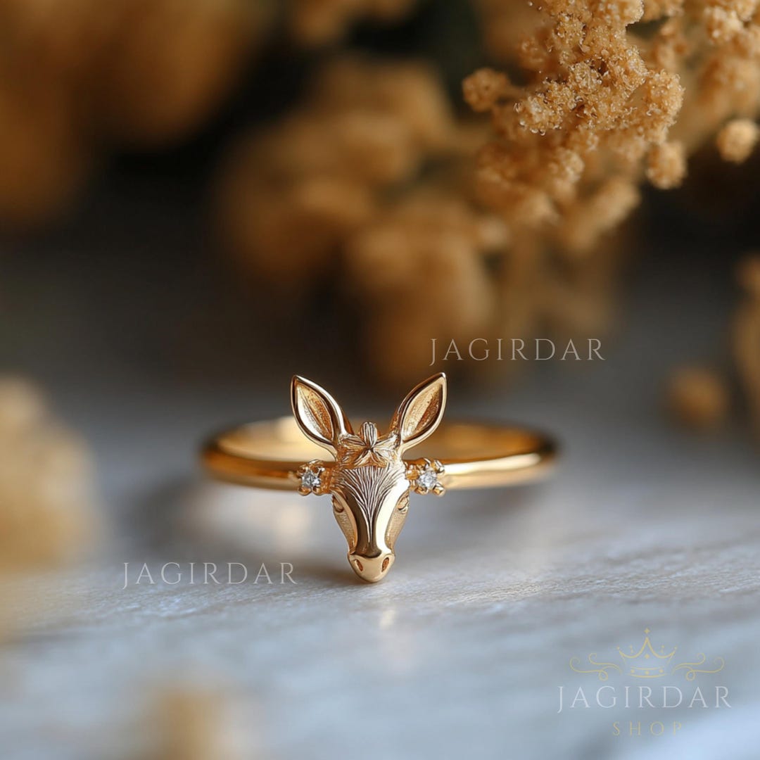 14k Gold Donkey Ring, Gold Donkey Face Ring, Cute Donkey Ring, Donkey ...