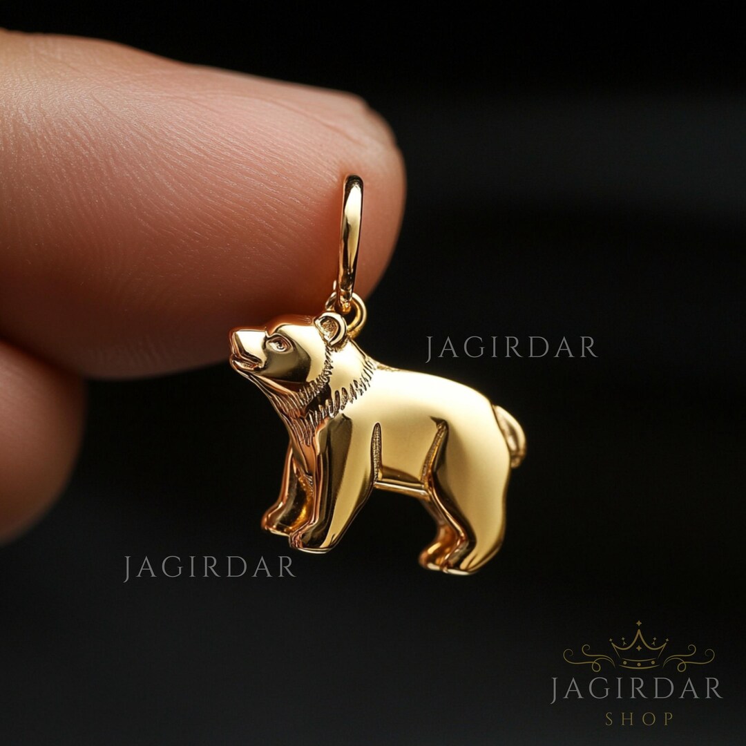 Solid 14k Gold Bear Pendant, Gold Bear Pendant, 14K Yellow Gold Bear ...