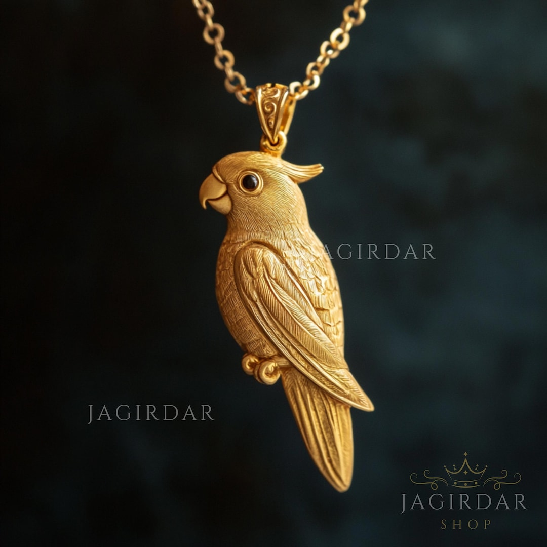 Solid 14K Gold Parrot Pendant, Gold Bird Pendant, Gold Parrot Charm ...