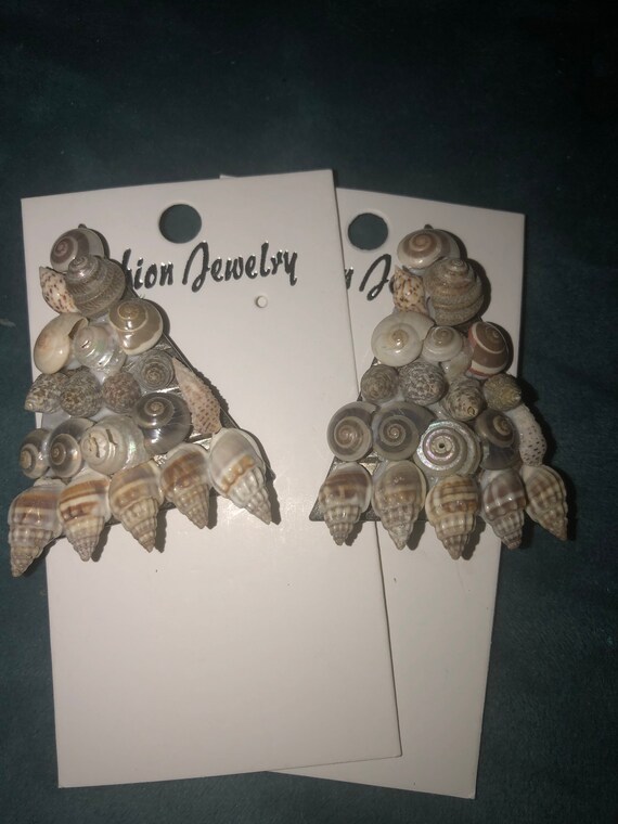 Triangle Seashells on Thin Metal Earrings for Pierced | Etsy