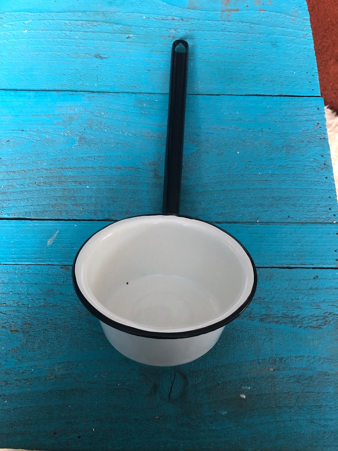 Giant White and Black Enamel Ladle 1940’s Cowboy/farm/country Kitchen ...