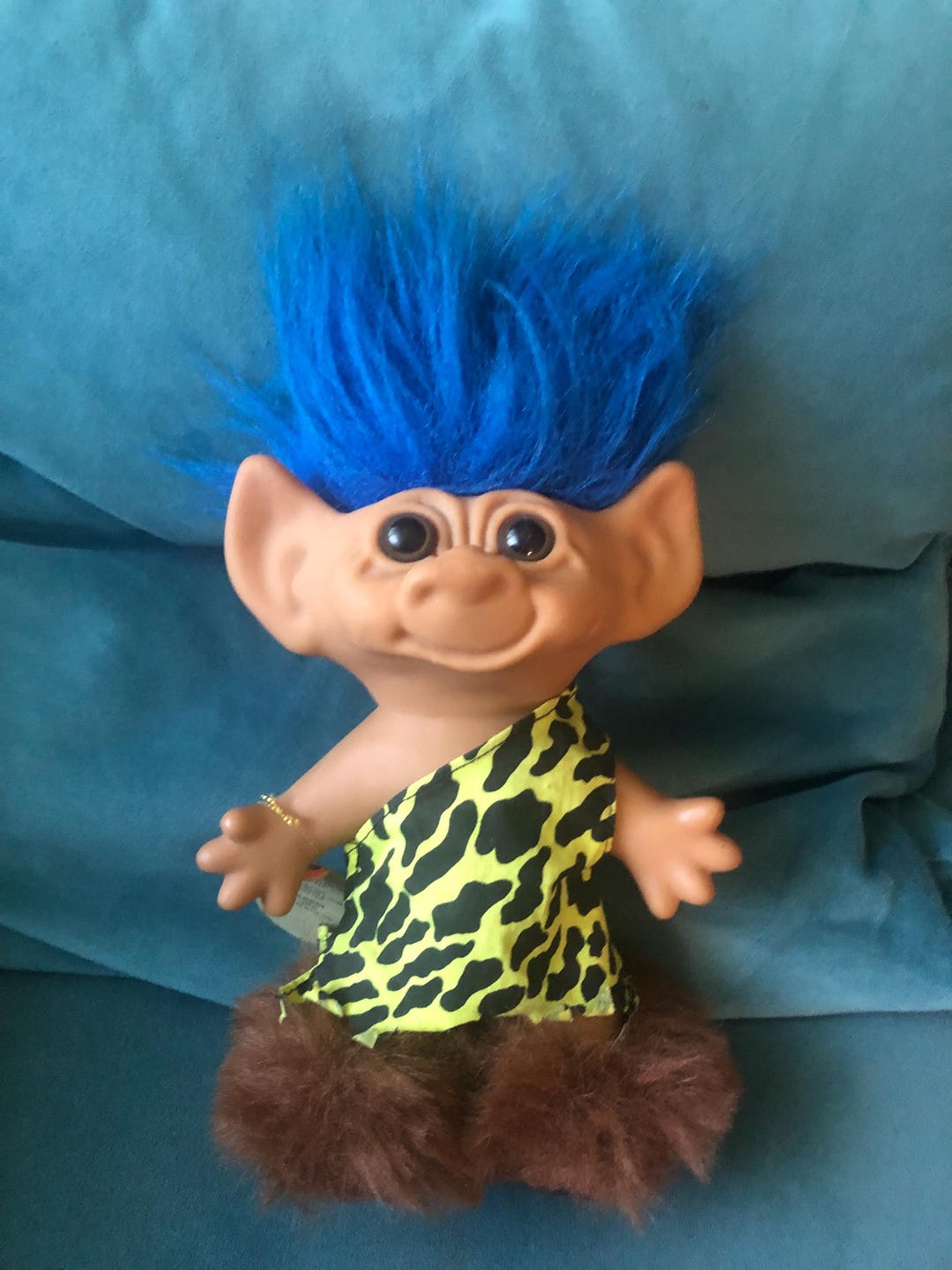Uneeda Caveman 8” Troll Doll With Original Tag, Blue Hair Brown Eyes - Etsy