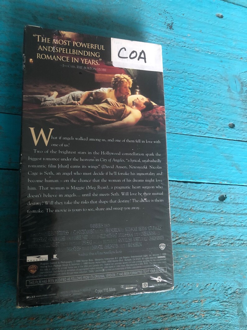 City of Angels VHS Movie Starring Nicolas Cage and Meg Ryan - Etsy