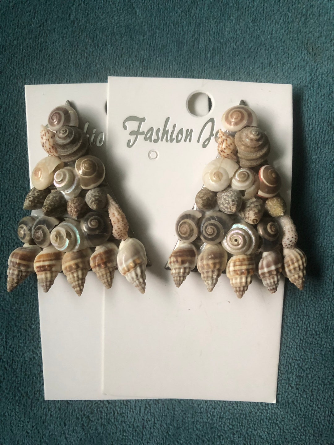 Triangle Seashells on Thin Metal Earrings for Pierced - Etsy