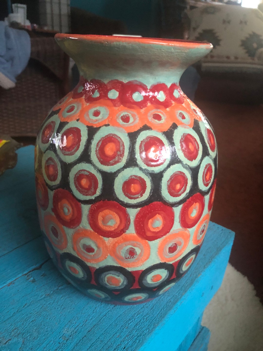 Hand Thrown on Kick Wheel Ceramic Pottery 9 1/2” Tall Planter/vase With ...