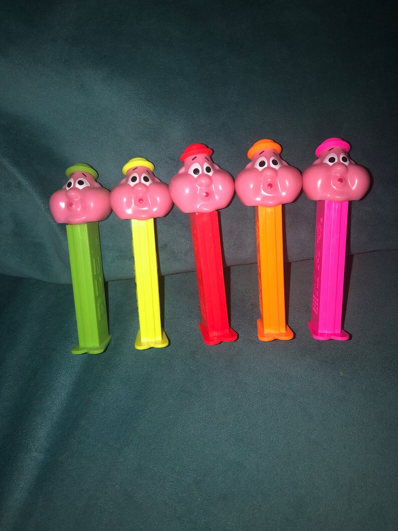 Set of Five Bubbleman Pez Dispensers - Green, Yellow, Red, Orange and ...