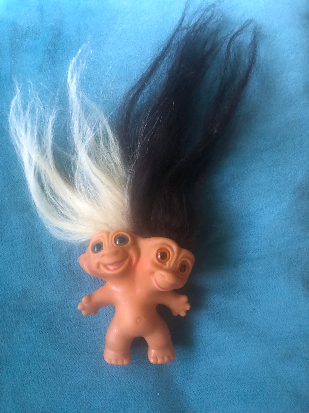 Two Headed Uneeda 1965 Troll Doll White Hair Blue Eyes and Black Hair ...