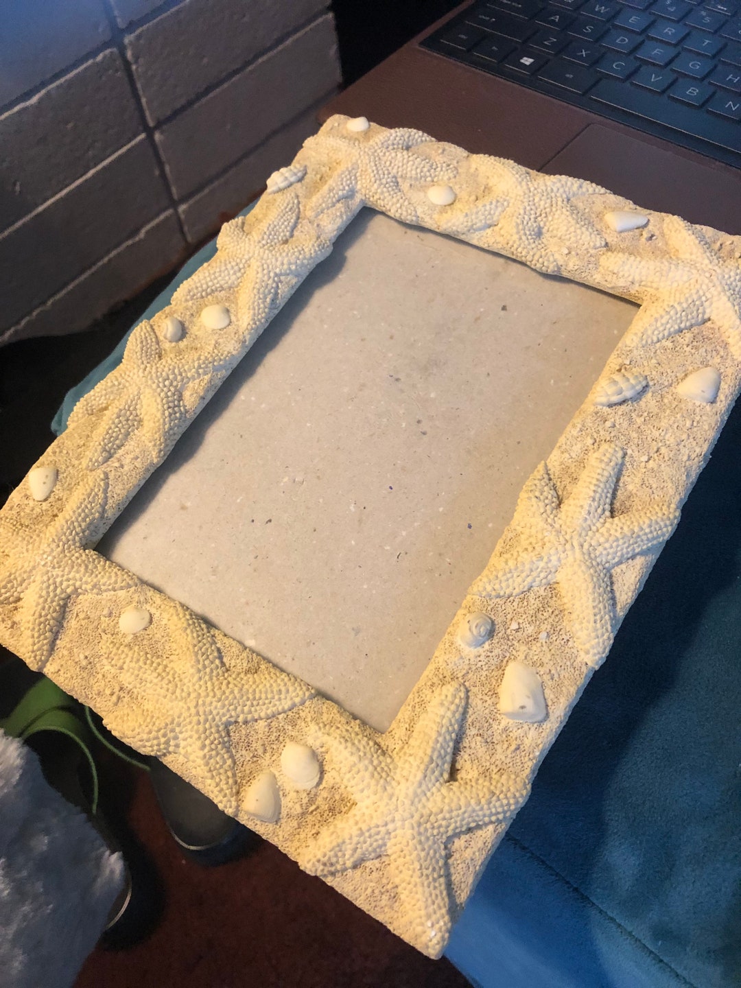 Heavy Starfish and Seashells Picture Frame With Glass, Tabletop or Hang ...